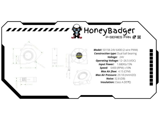 HoneyBadger 5015 Blower Fan - 6400 RPM PWM Version for 3D-printer HoneyBadger 5015 Blower Fan - 6400 RPM PWM Version for 3D-printer
